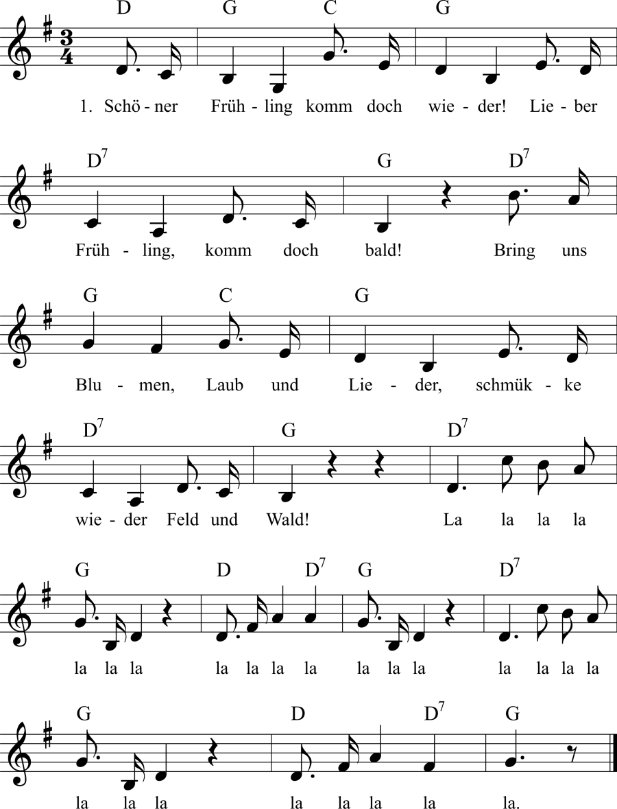 Schöner Frühling - Noten, Liedtext, MIDI, Akkorde