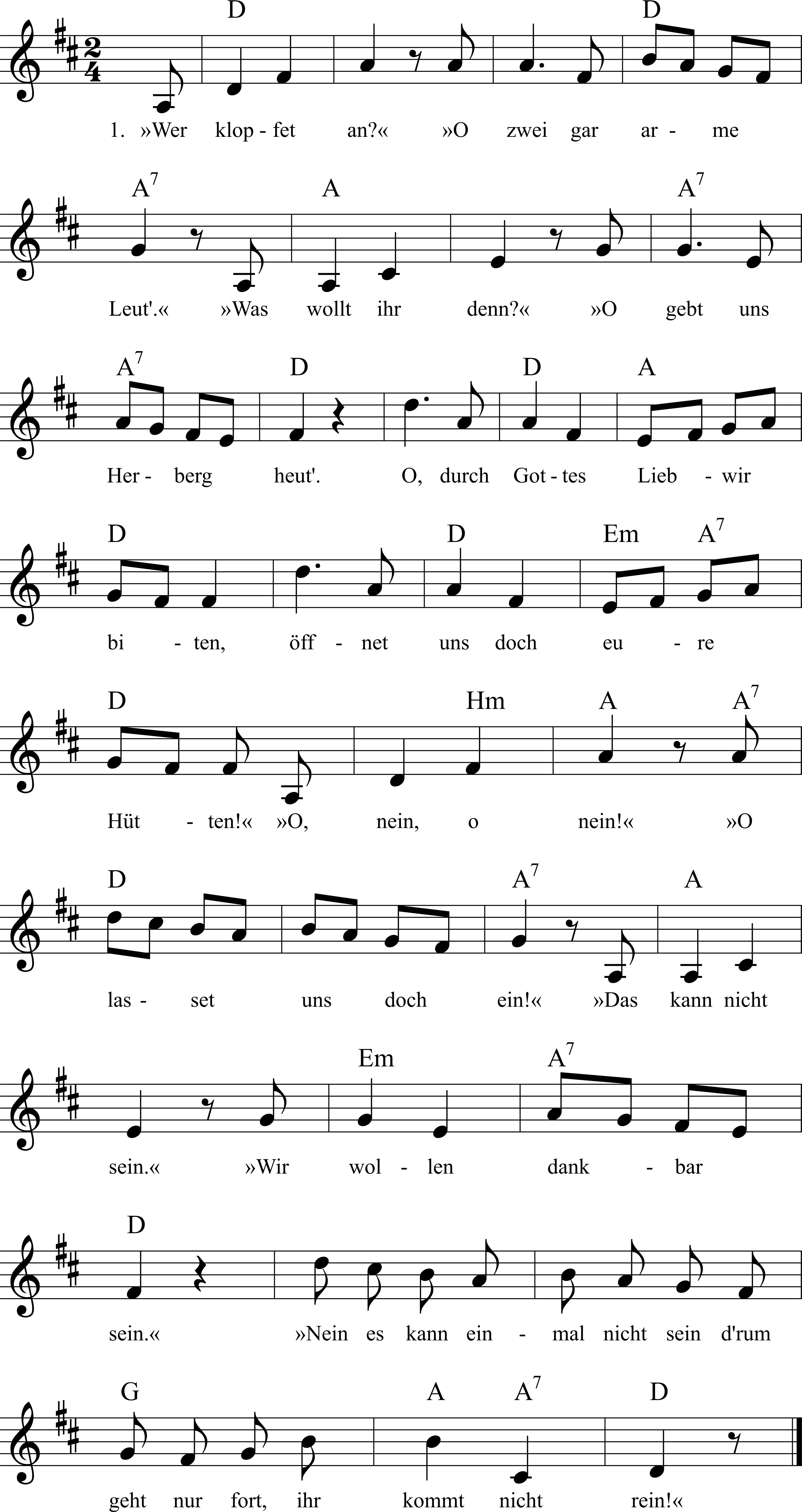 Wer klopfet an? - Noten, Liedtext, MIDI, Akkorde